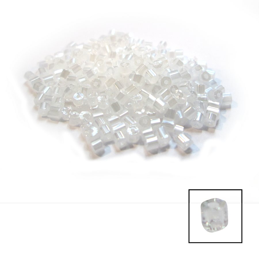 Glass 2 Cut Beads - Opaque Pearl White