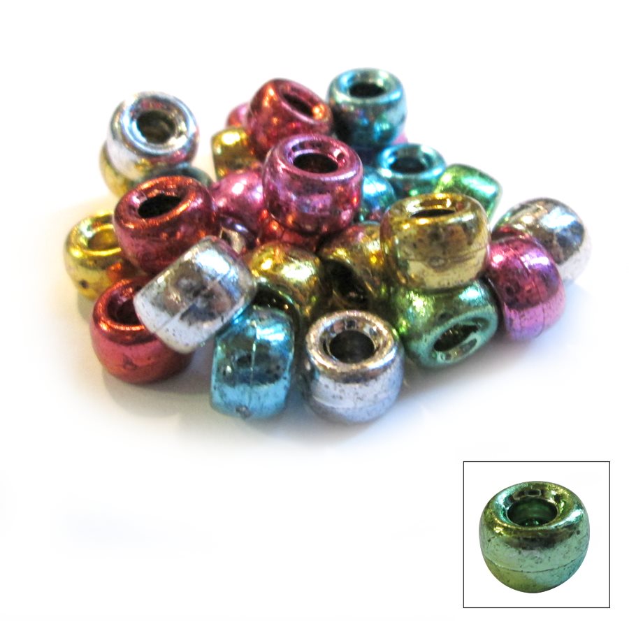 Plastic Crow Beads - Multi-Metallic