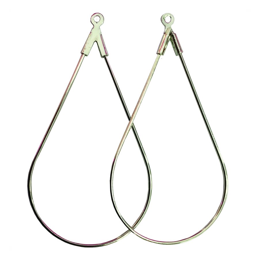 Opening Tear Drop Hoop 43mm Silver (10 per Package)
