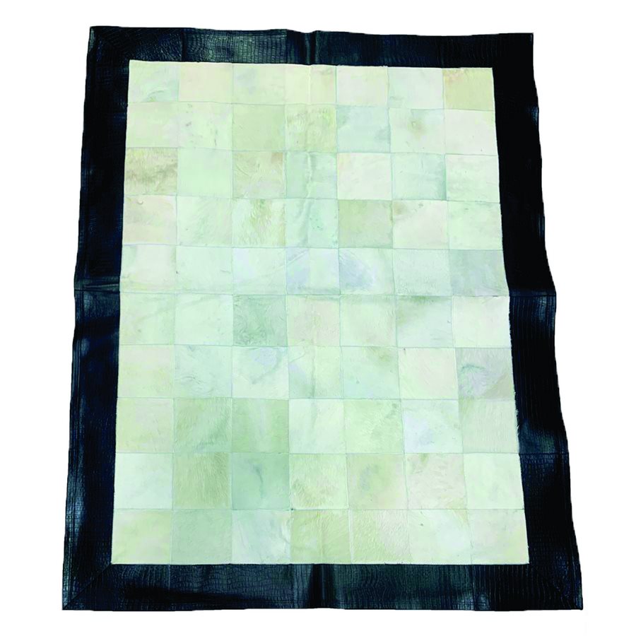 Designer Rug - Leather Border, White (Large)