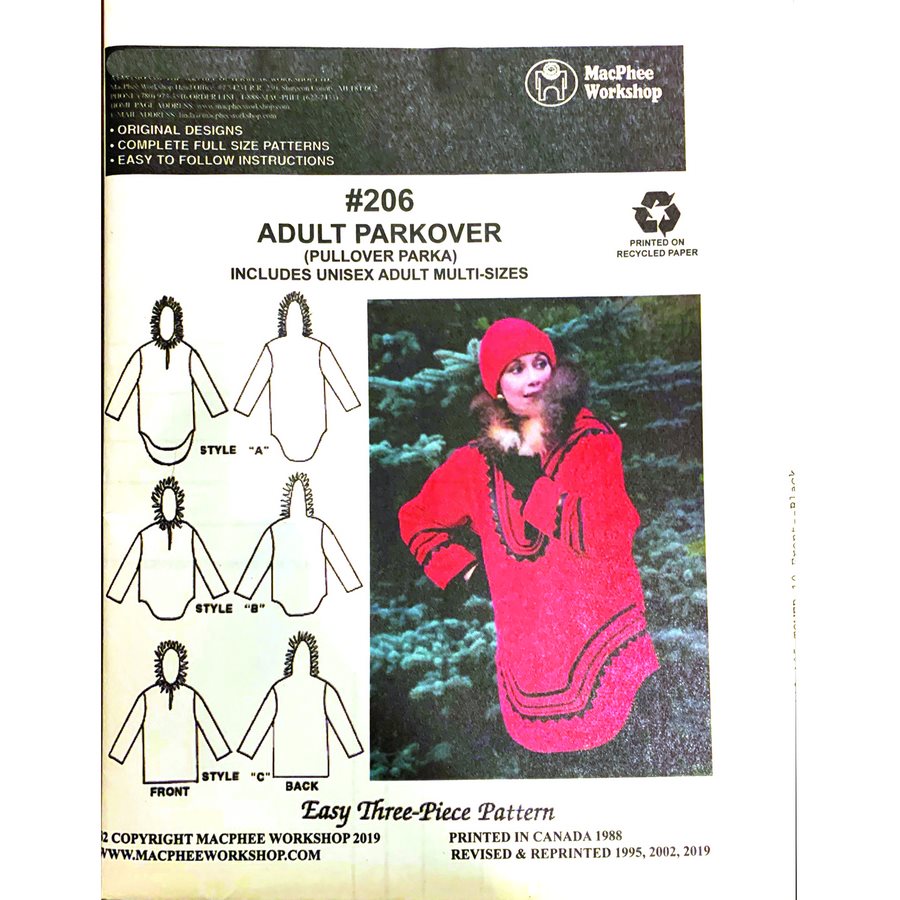 Adult Parkover (Pull-over Parka) Pattern